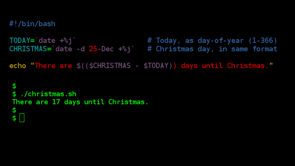 Days To Christmas Shell Scripting Tutorial